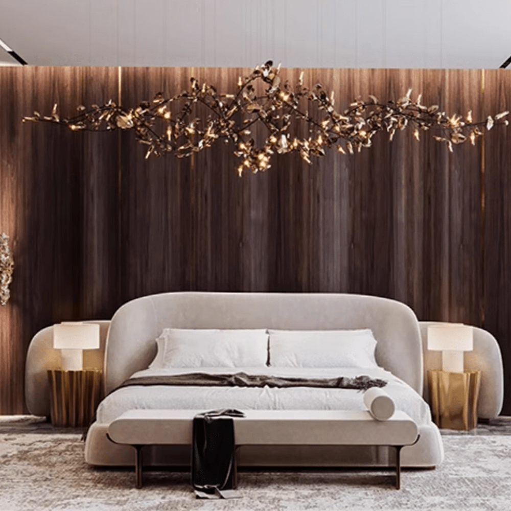 Akia Velvet Fabric Shaped Headboard Luxury Bed Frame– Luxxi Home