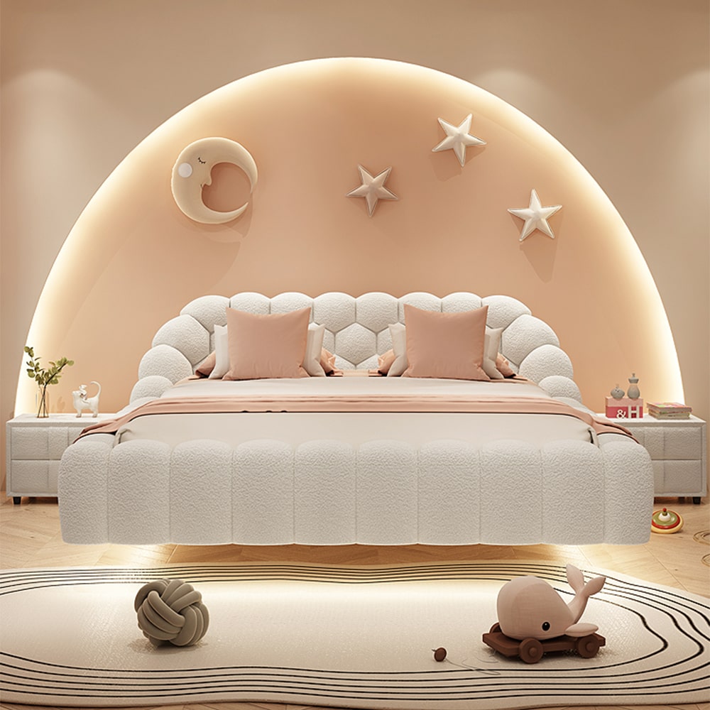Lora Boucle Bubble Headboard Floating Bed Frame– Luxxi Home