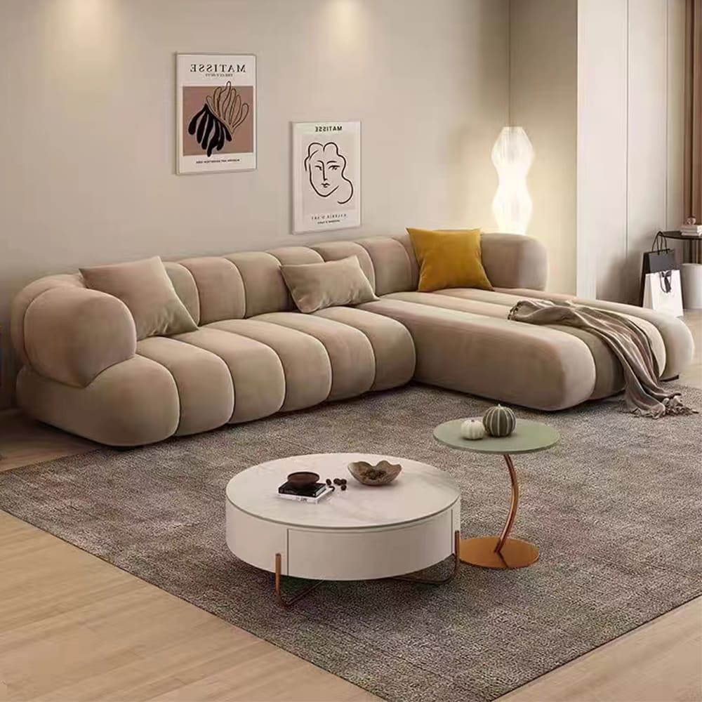 Temo Luxury Flannelette Curved Chaise Sofa Sectional Couch– Luxxi Home
