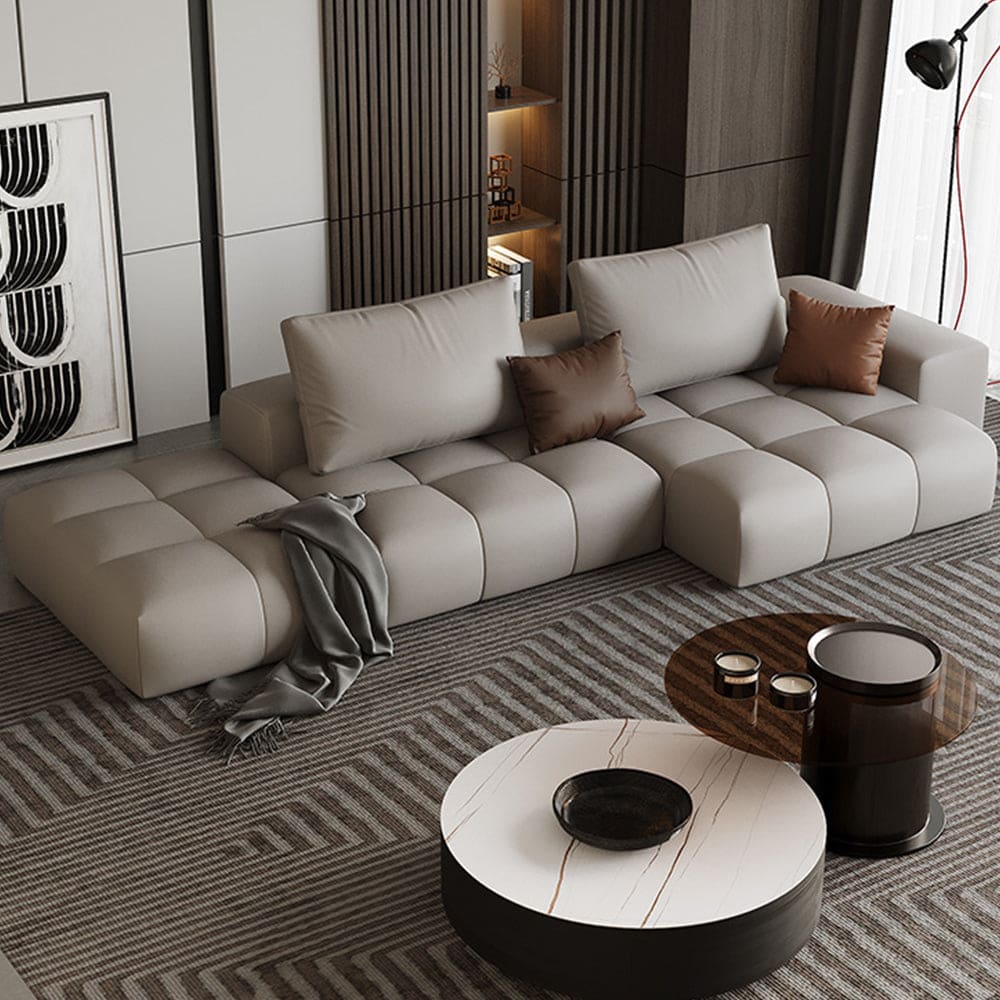 Abnner Genuine Leather Modular L-shaped Sofa Chaise Lounge Sectional C ...