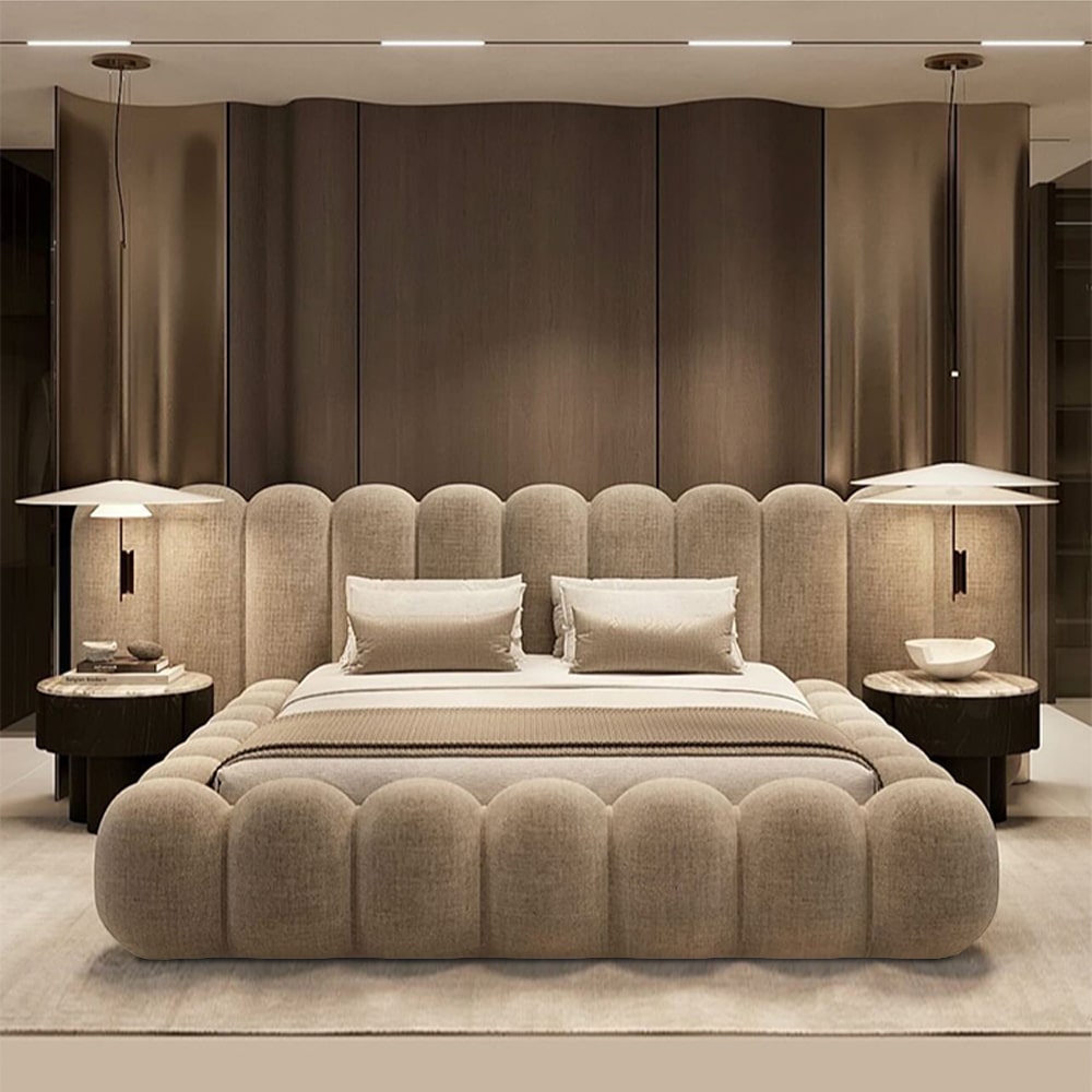 Acotas Luxury Wide Headboard Boucle/Velvet Fabric Bed Frame– Luxxi Home