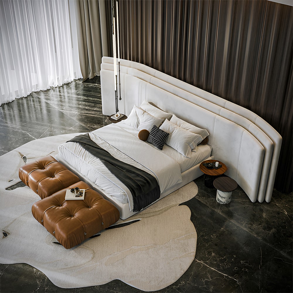 Addax Velvet Luxury Wide Triple Layer Headboard Bed Frame– Luxxi Home