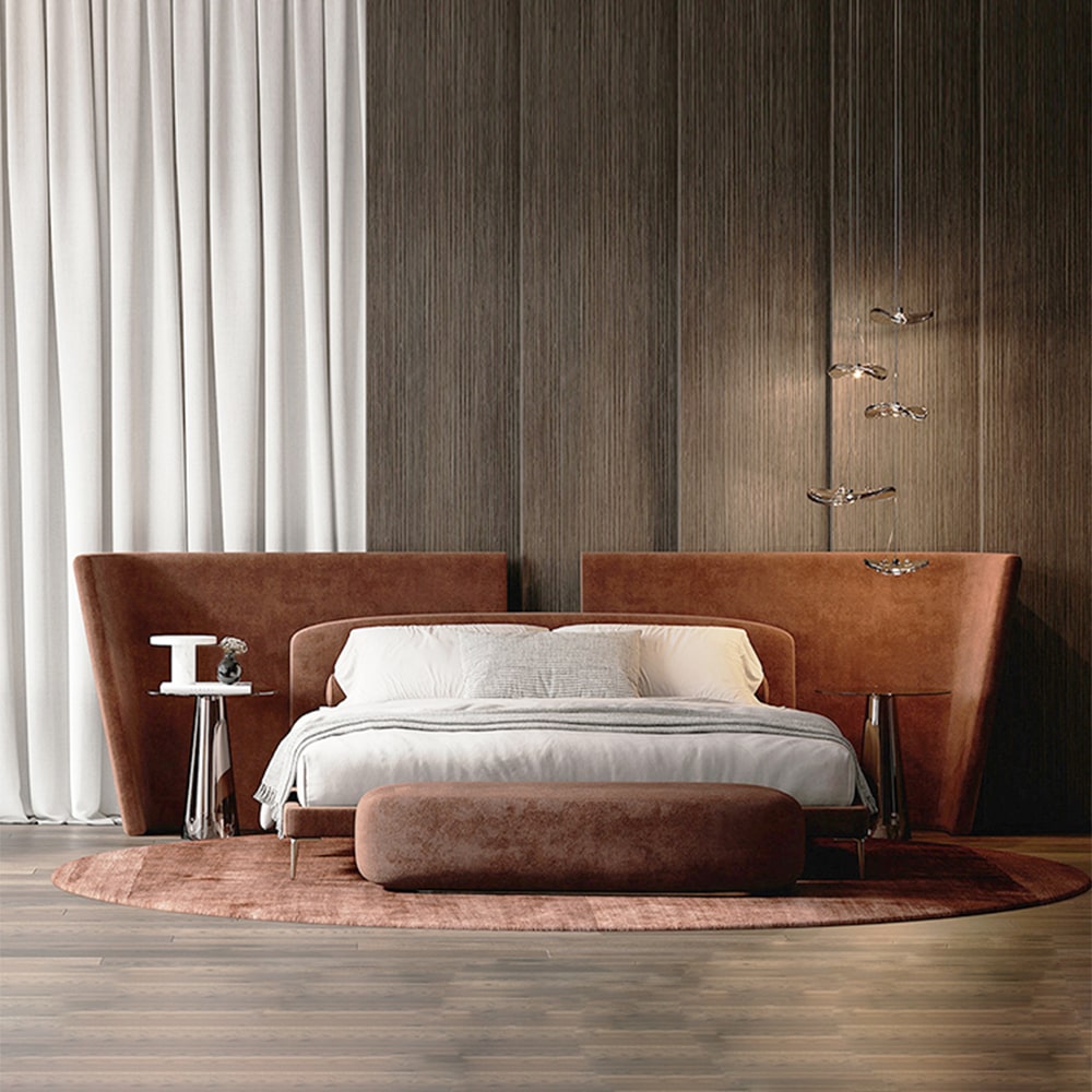 Adrien Velvet Fabric Modern Wide Headboard Bed Frame– Luxxi Home