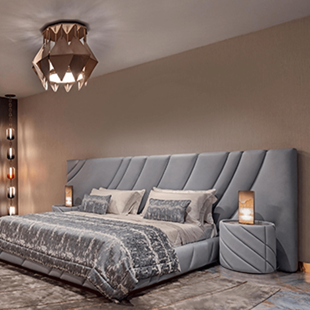 Barossa Velvet Fabric Wide Headboard Luxury Bed Frame– Luxxi Home