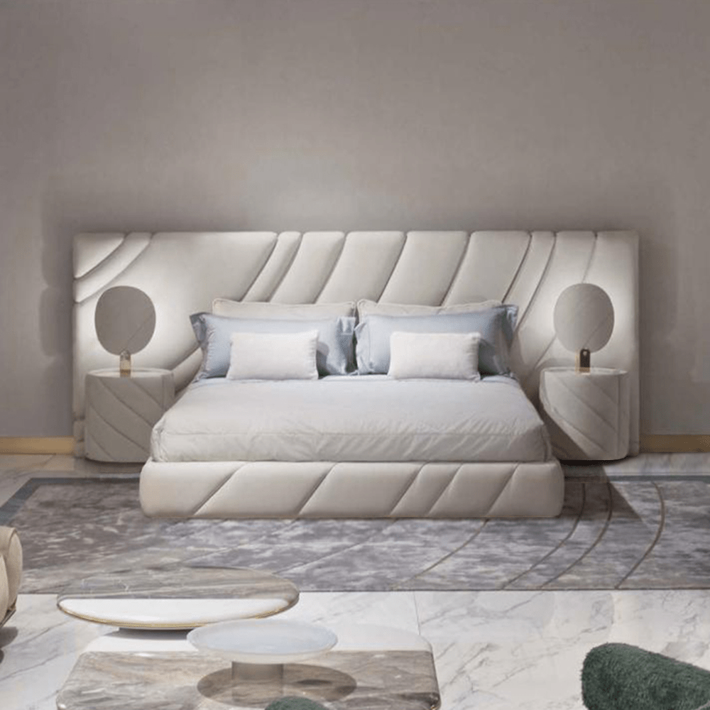 Barossa Velvet Fabric Wide Headboard Luxury Bed Frame– Luxxi Home