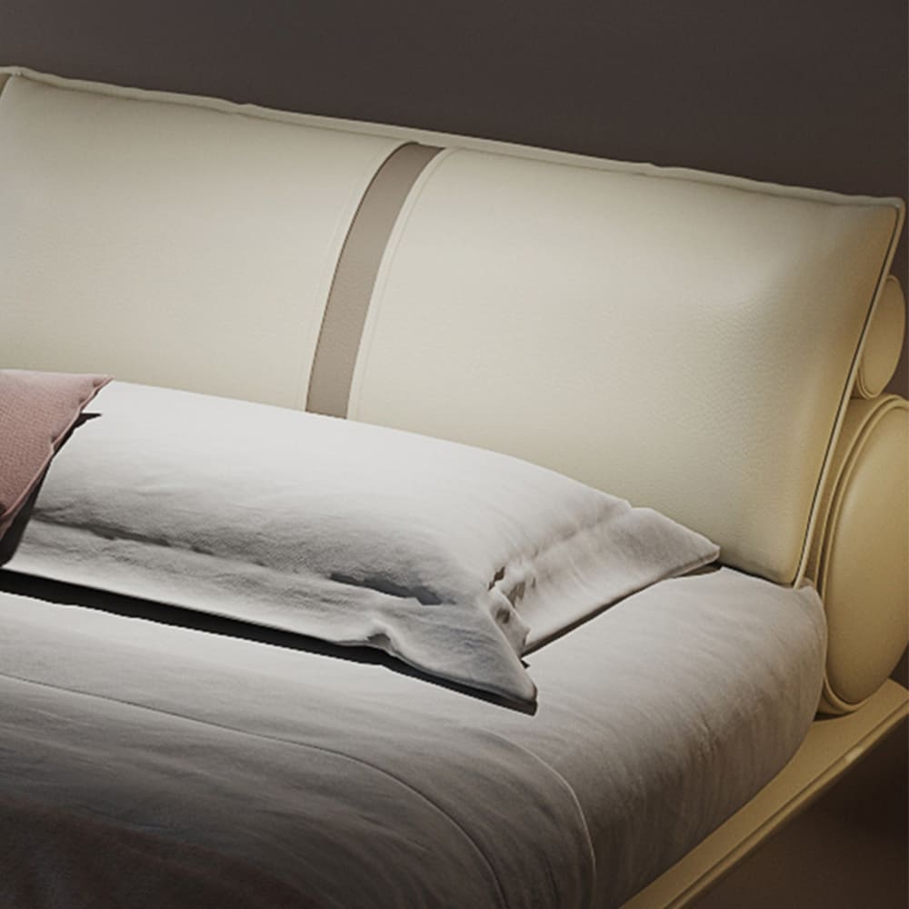 Belle Low Headboard Calf Leather Floating Upholstered Bed Frame– Luxxi Home