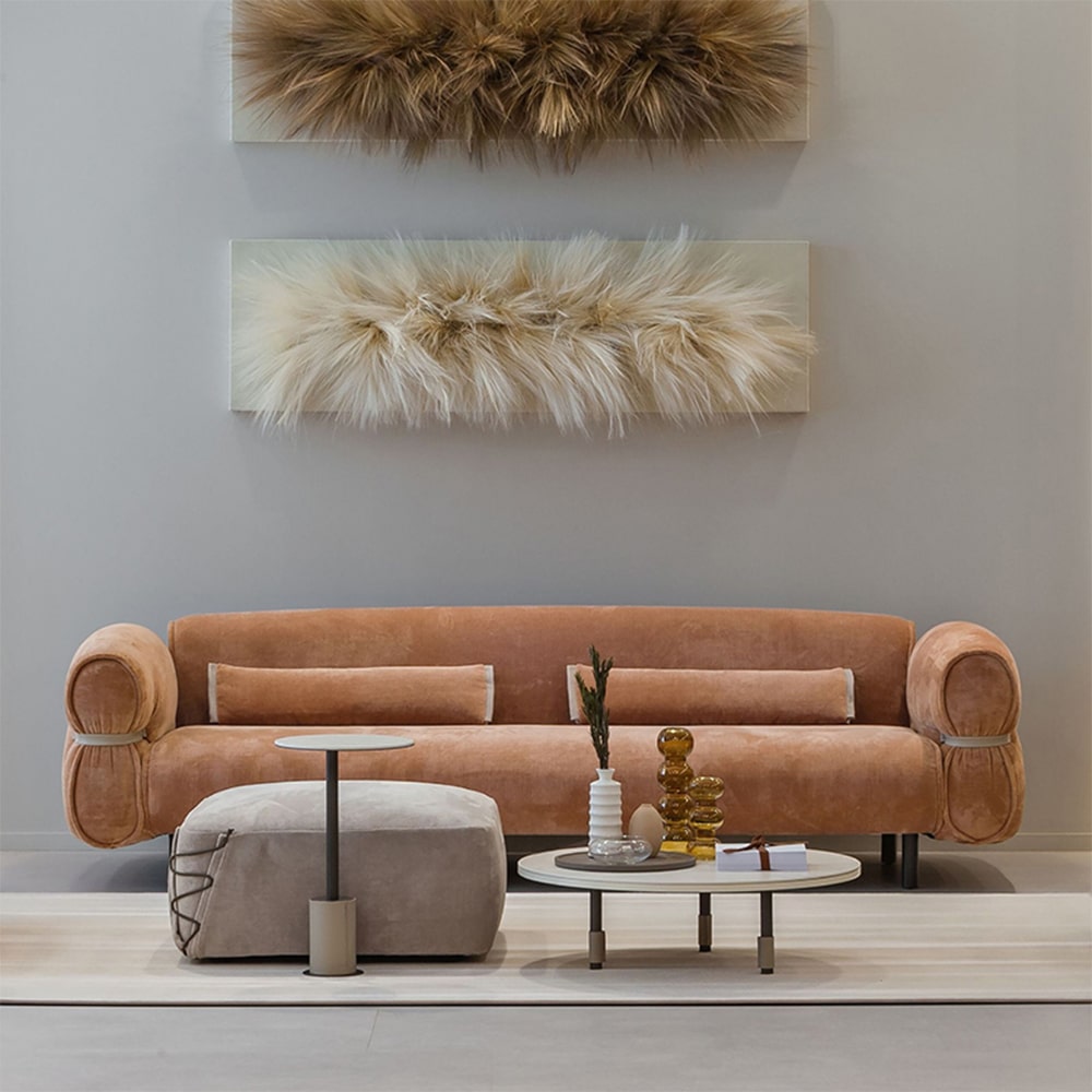 Elisha Matte Technical Cloth Modern 4-Seater Sofa Arm Couch with Pillo ...