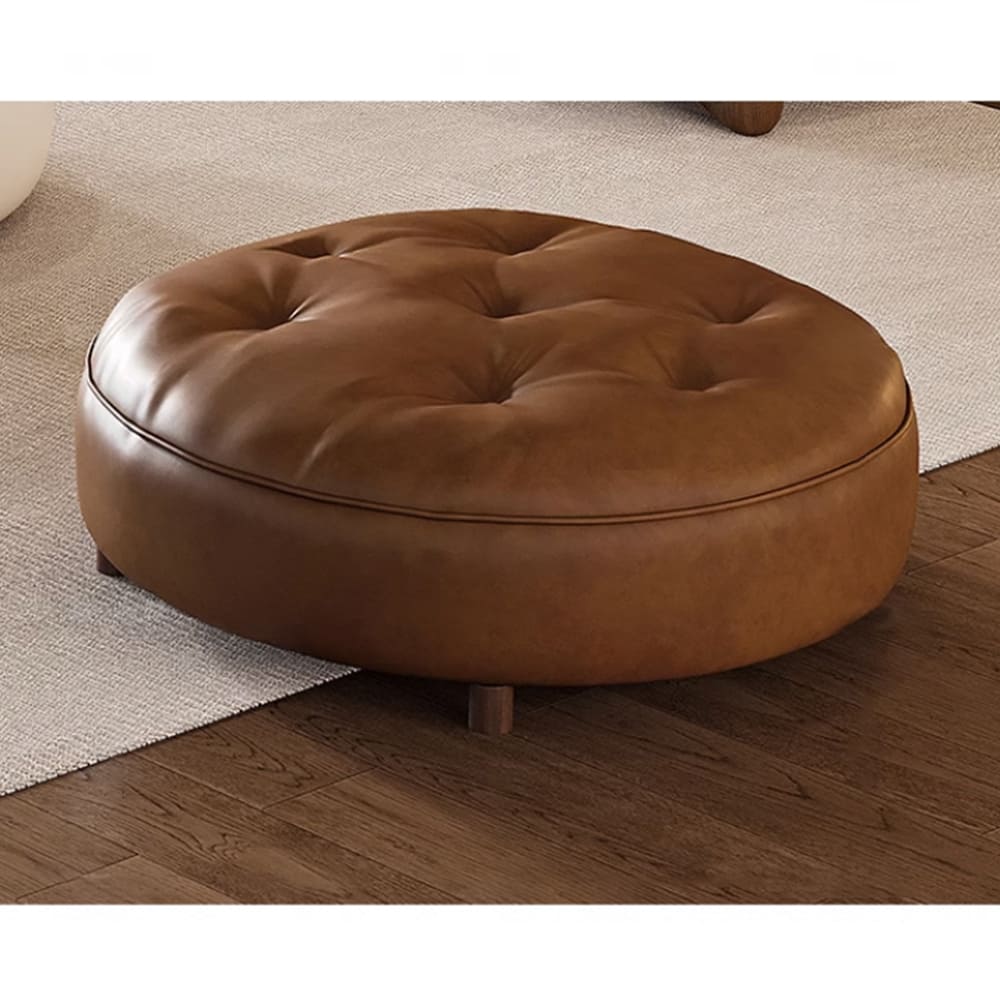 Emrick Round First Layer Cowhide Ottoman– Luxxi Home