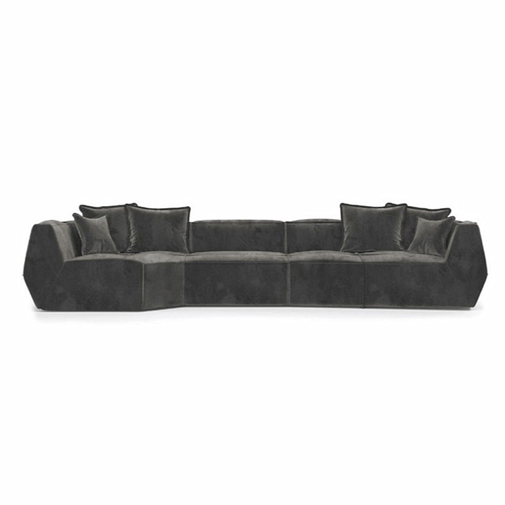 Fallon Matte Technical Cloth 3-Piece Sofa Sectional Couch with Pillows ...