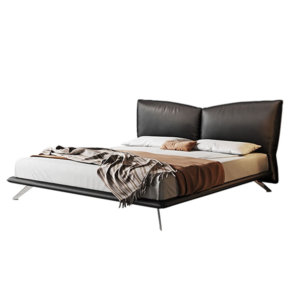 Hannah Calf Leather Butterfly Shaped Headboard Bed Frame– Luxxi Home