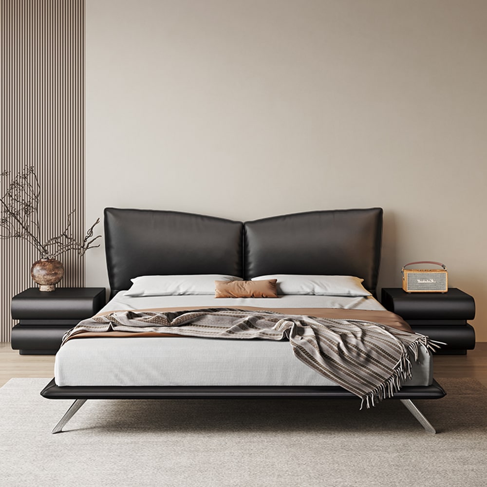 Hannah Calf Leather Butterfly Shaped Headboard Bed Frame– Luxxi Home