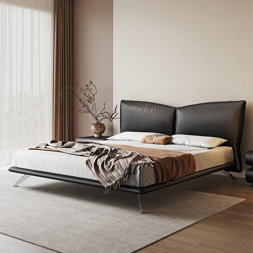 Hannah Calf Leather Butterfly Shaped Headboard Bed Frame– Luxxi Home