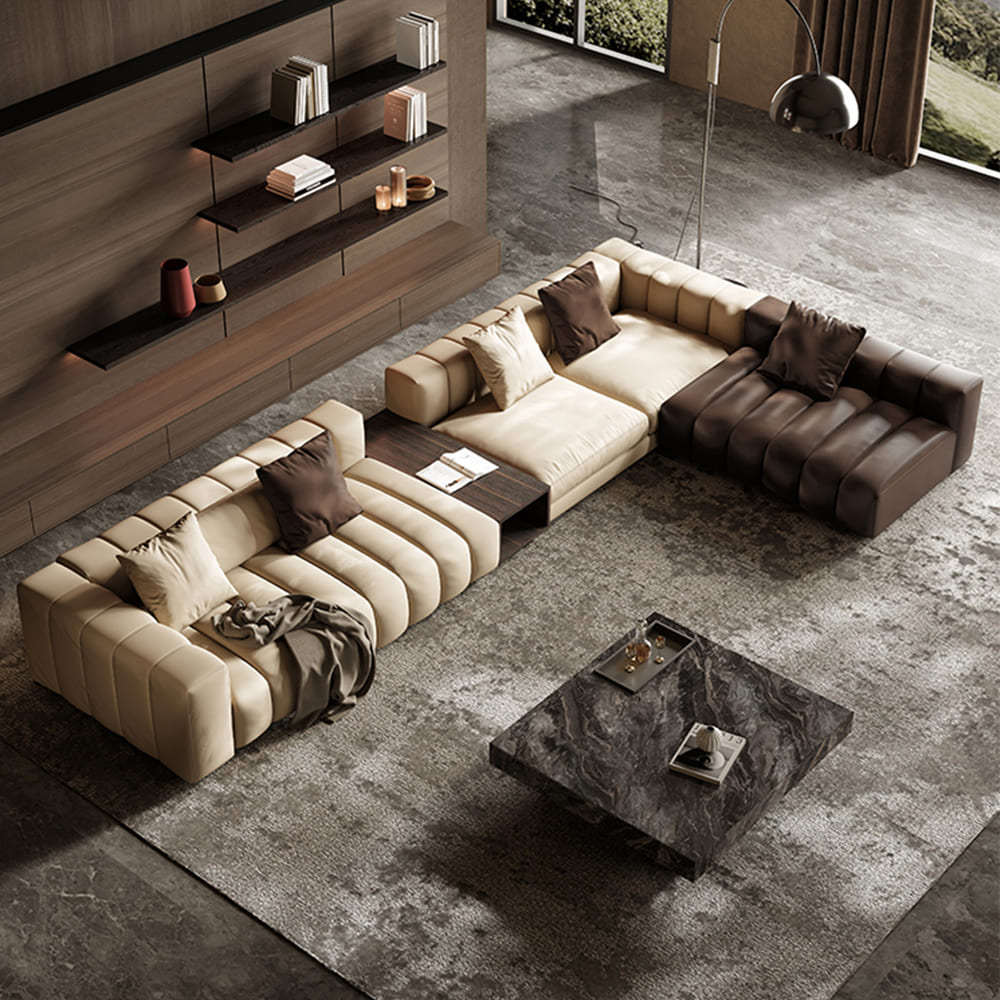 Iris Calf Leather Multi-Seater Sectional Sofa L-Shape Couch– Luxxi Home