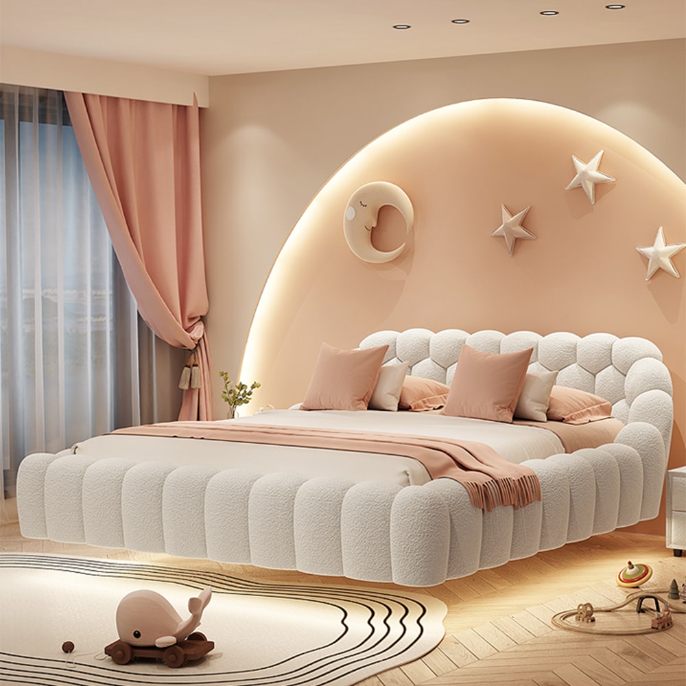 Lora Boucle Bubble Headboard Floating Bed Frame– Luxxi Home