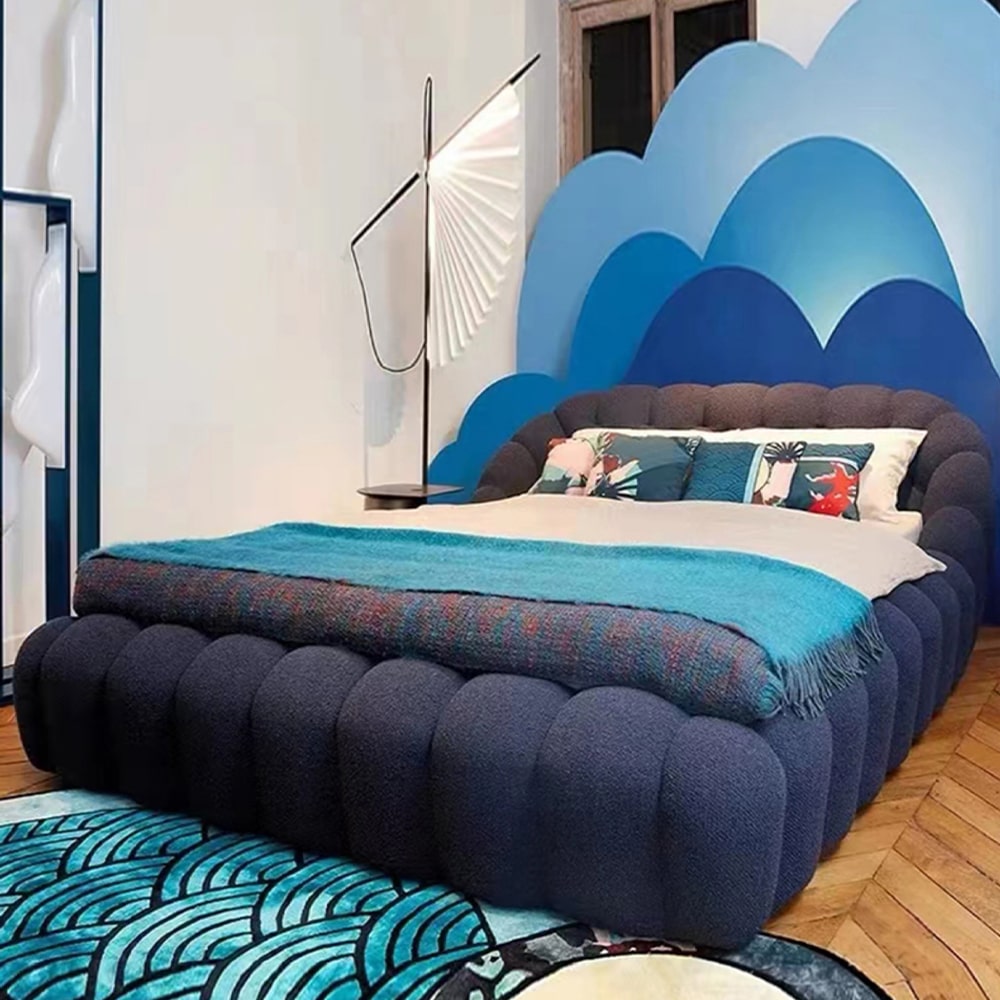 Lora Boucle Bubble Headboard Upholstered Bed Frame– Luxxi Home