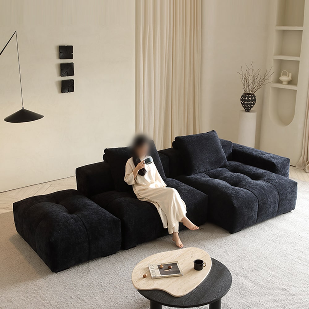 Louise Chenille Flannel Sofa Modular Couch Modern Sectional Chaise Sof ...