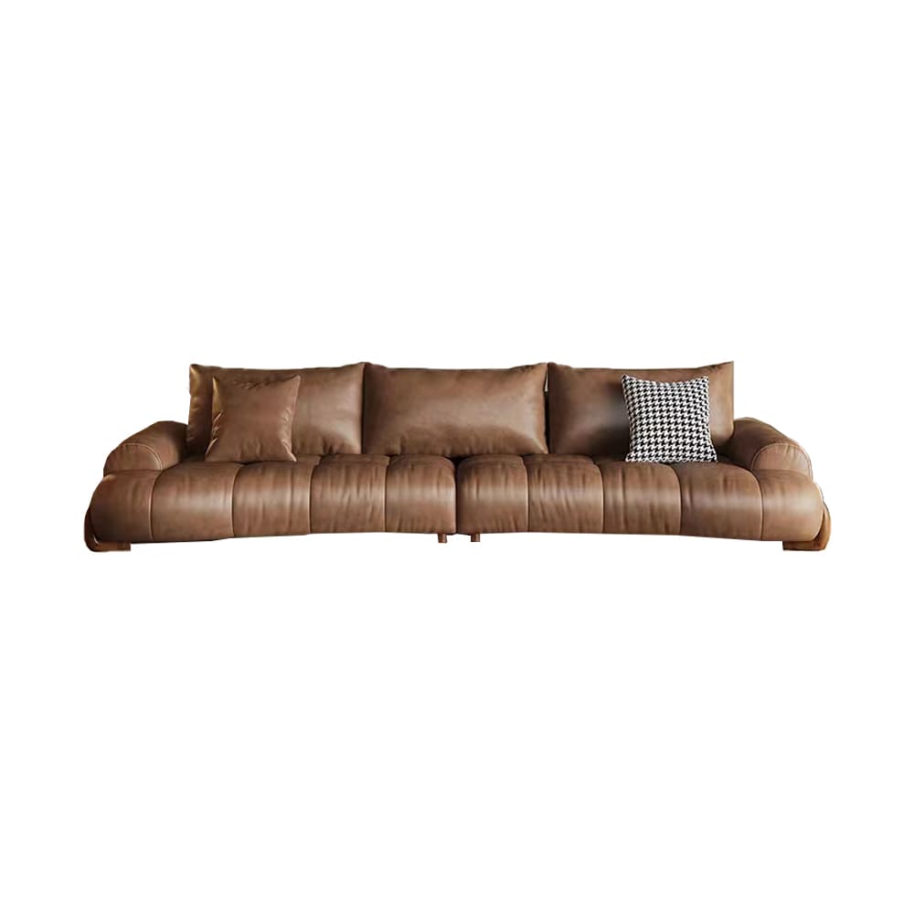 Patty Black Calf Leather 3-Seater Sofa Puff Curved Couch– Luxxi Home