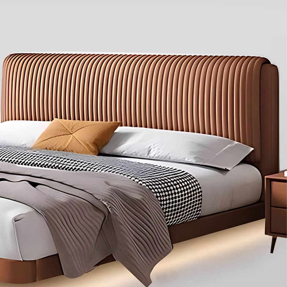 Warren Stripe Headboard Suede Fabric Floating Bed Frame– Luxxi Home