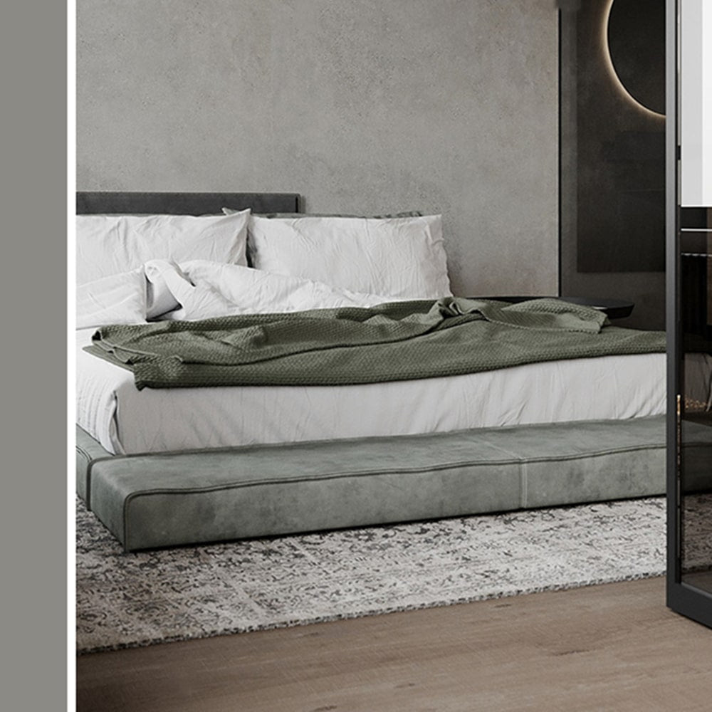 Ahmad Matte Tech Cloth Low-Profile Square Bed Frame– Luxxi Home