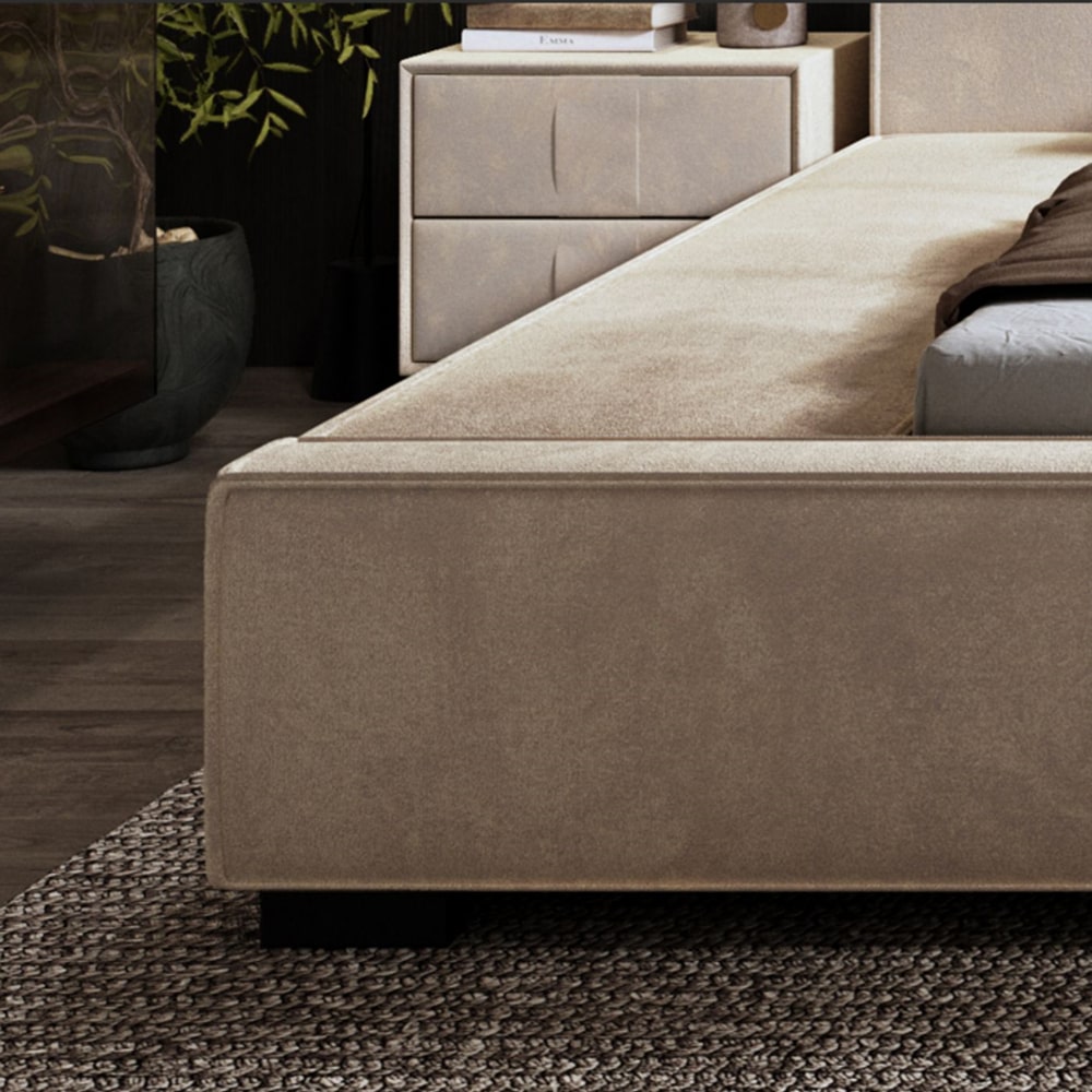 Anais Matte Tech Cloth Low-Profile Bed Frame with Wide Edge– Luxxi Home