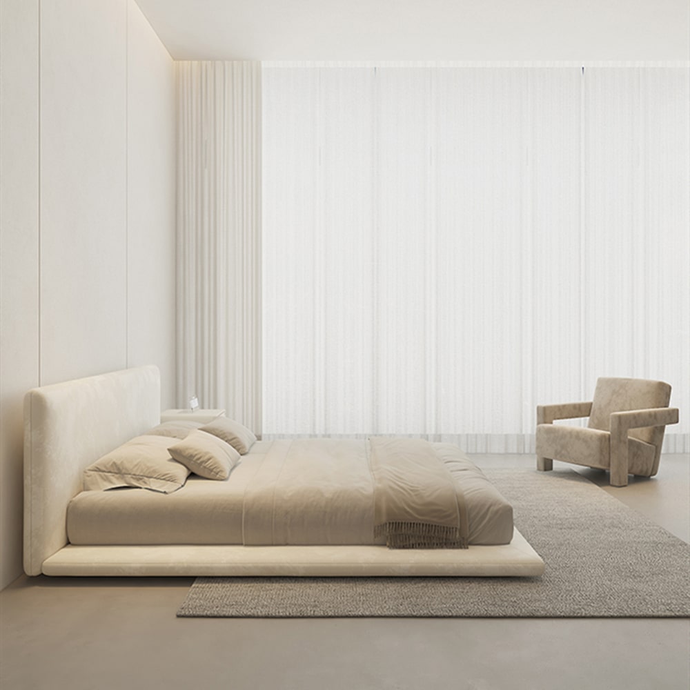 Cesar Suede Fabric Contemporary Minimalist Bed Frame– Luxxi Home
