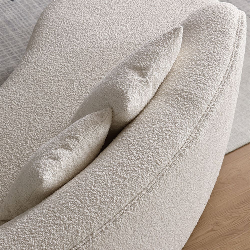 Gene White Boucle Round Multi-seater L-Shaped Sofa Luxury Interior Cur ...