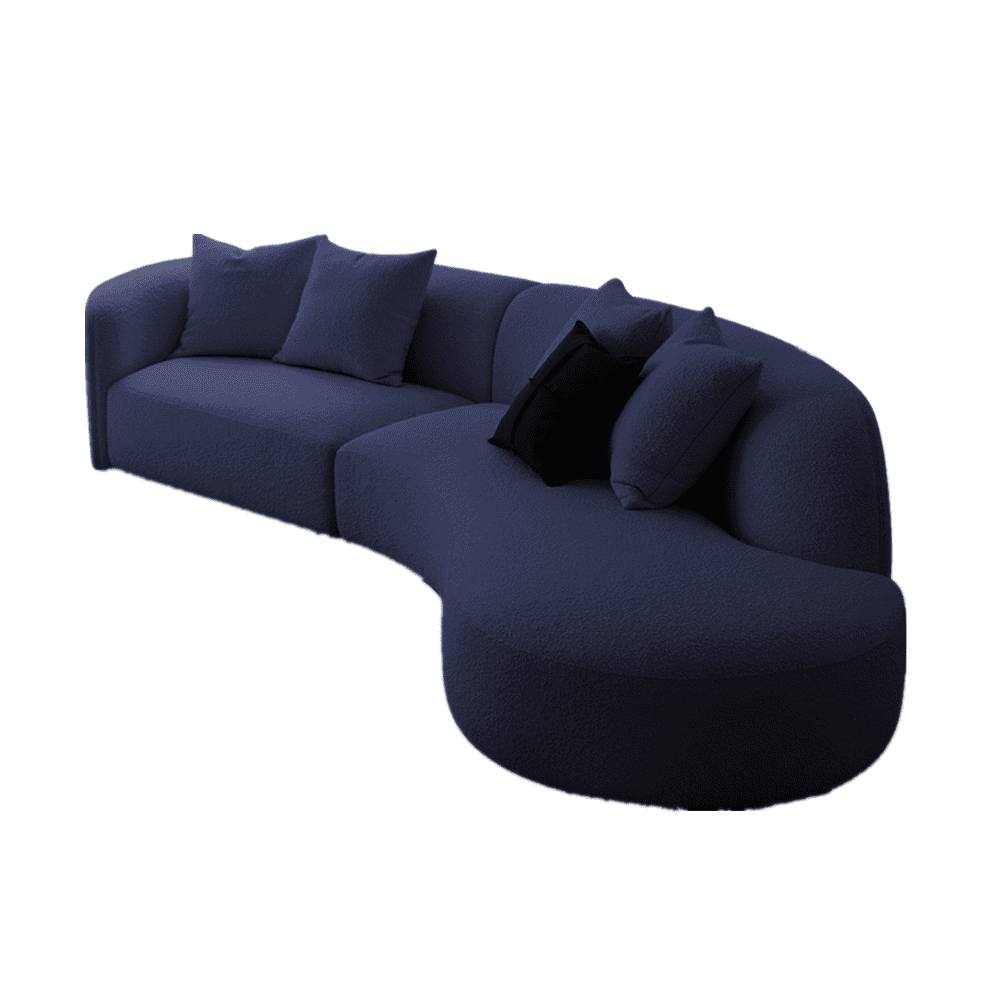 Gene White Boucle Round Multi-seater L-Shaped Sofa Luxury Interior Cur ...