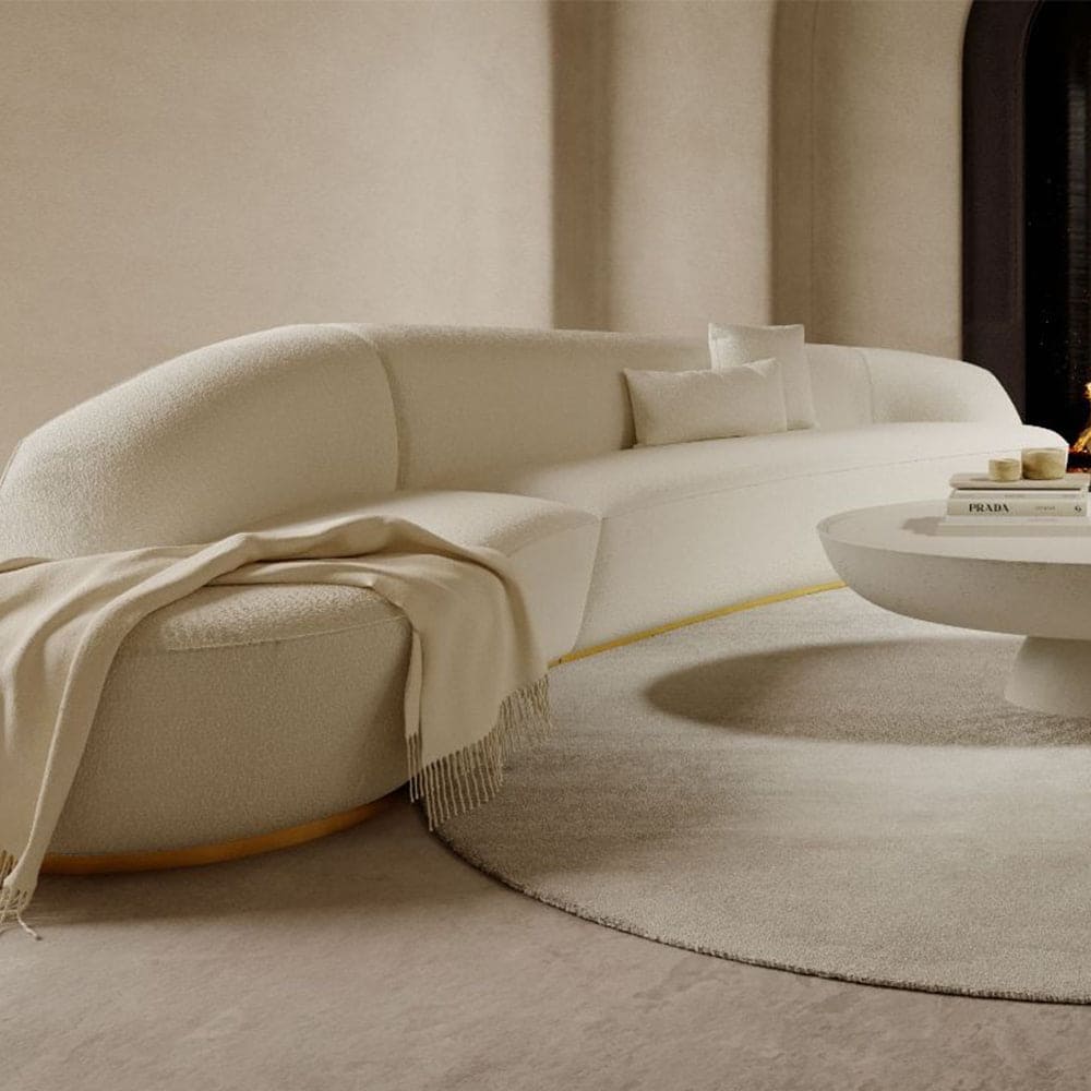 Yilia White Boucle Round Shaped 4-Seater Curved Designer Sofa– Luxxi Home